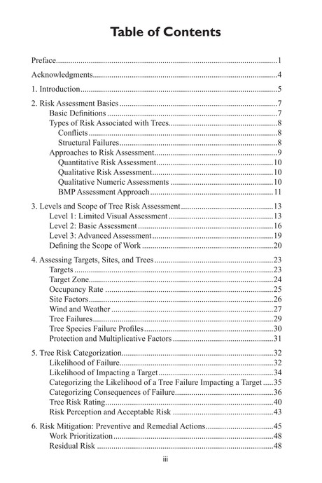 BMP - Tree Risk Assessment - Table of Contents