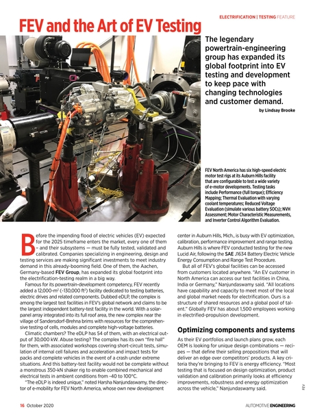 Automotive Engineering - October 2020 - FEV and the Art of EV Testing