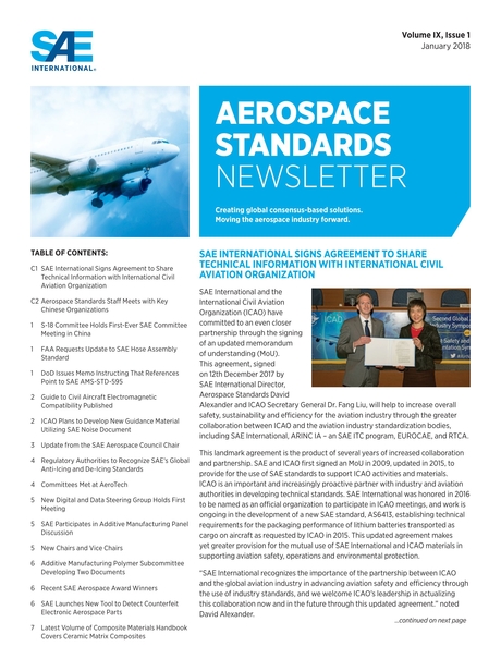 Aerospace Standards Newsletter 2018 - Volume IX, Issue 1