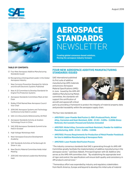 Aerospace Standards Newsletter - August 2018