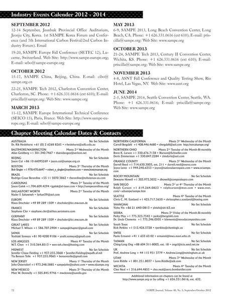 SAMPE Journal - September/October 2012 - Industry Events Calendar