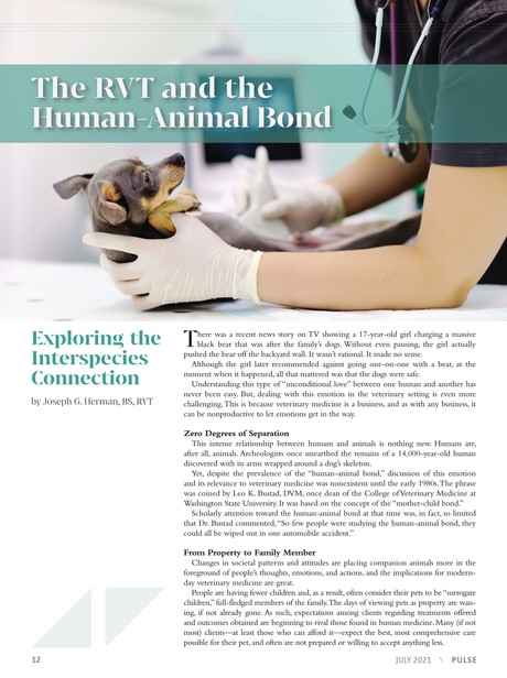 Pulse - July 2021 - The RVT and the Human- Animal Bond: Exploring the ...