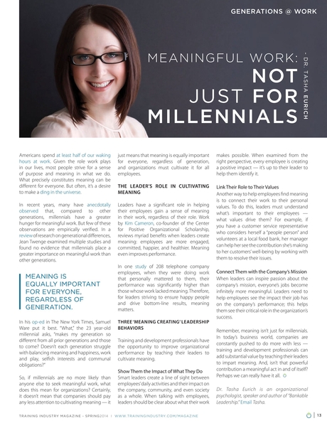 Training Industry Magazine - Spring 2014 - Meaningful Work: Not Just ...