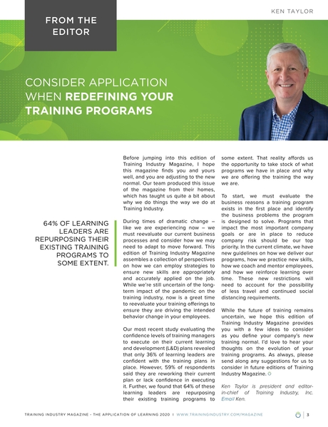 Training Industry Magazine - May/June 2020 - Consider Application When ...