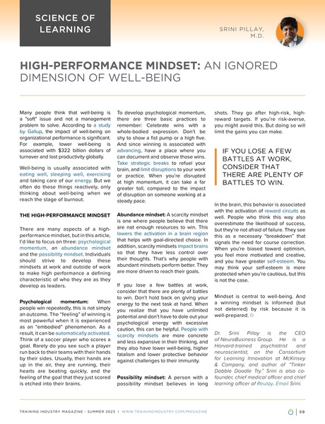 Training Industry Magazine - Summer 2023 - High-Performance Mindset: An Ignored Dimension of ...