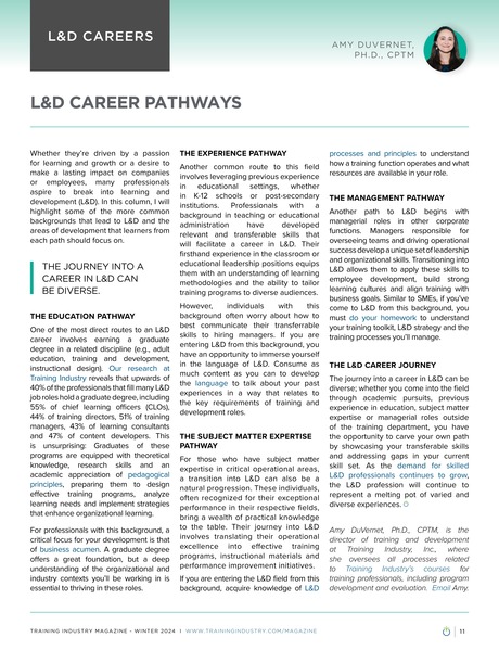 Training Industry Magazine - Winter 2024 - L&D Career Pathways