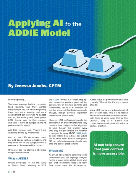 Training Industry Magazine - Winter 2024 - Applying AI to the ADDIE Model