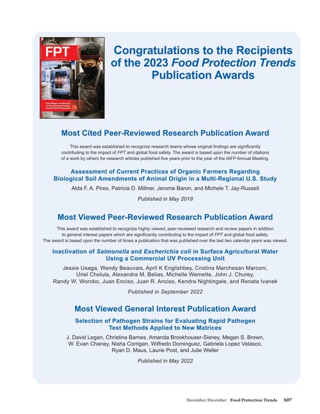 Food Protection Trends - November/December 2023 - 507