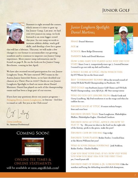 University of Texas Golf Club - Newsletter - Junior Golf