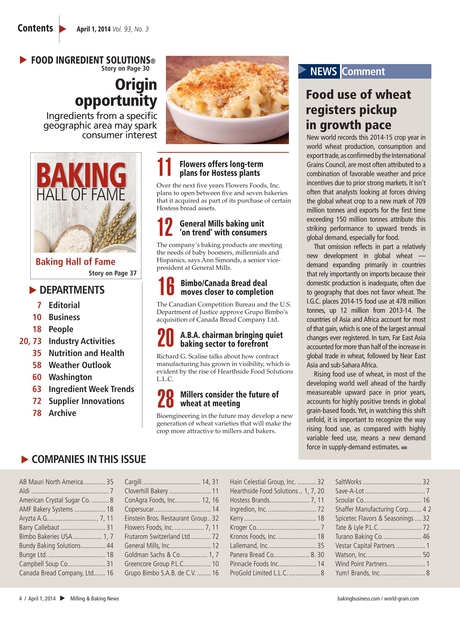 Milling & Baking News - April 1, 2014 - Table of Contents