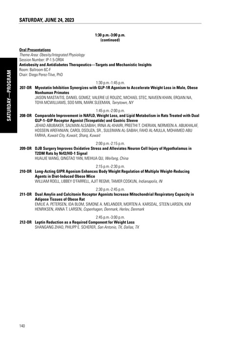 ADA 83rd Scientific Sessions Final Program - 140