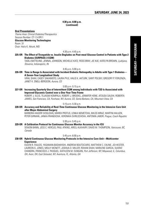 ADA 83rd Scientific Sessions Final Program - 151