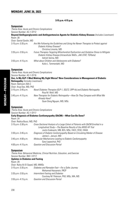 ADA 83rd Scientific Sessions Final Program - 230