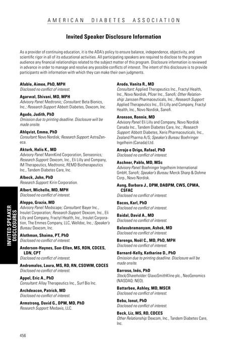 ADA 83rd Scientific Sessions Final Program - 456
